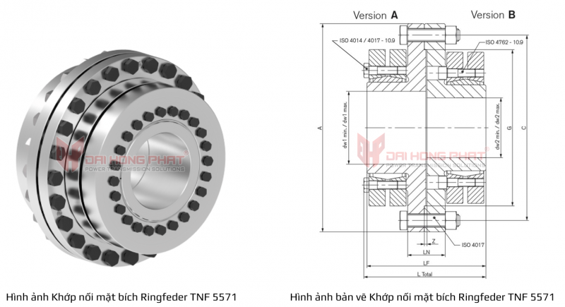 KHỚP NỐI TRỤC BU LÔNG ĐAI ỐC RINGFEDER TNF 5571 - Đại Hồng Phát
