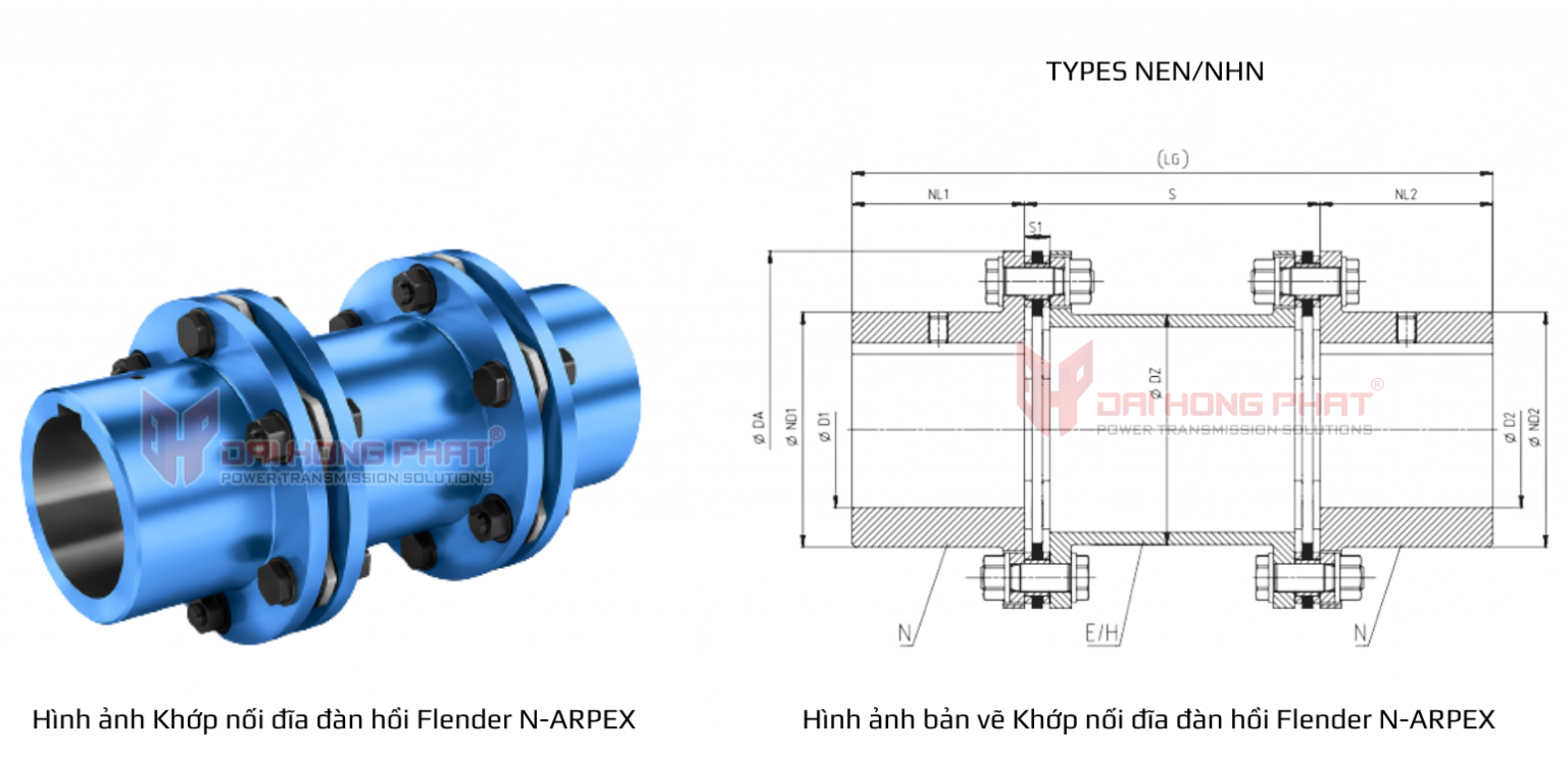 KHỚP NỐI TRỤC ĐĨA ĐÀN HỒI N-ARPEX ARN FLENDER- Đại Hồng Phát
